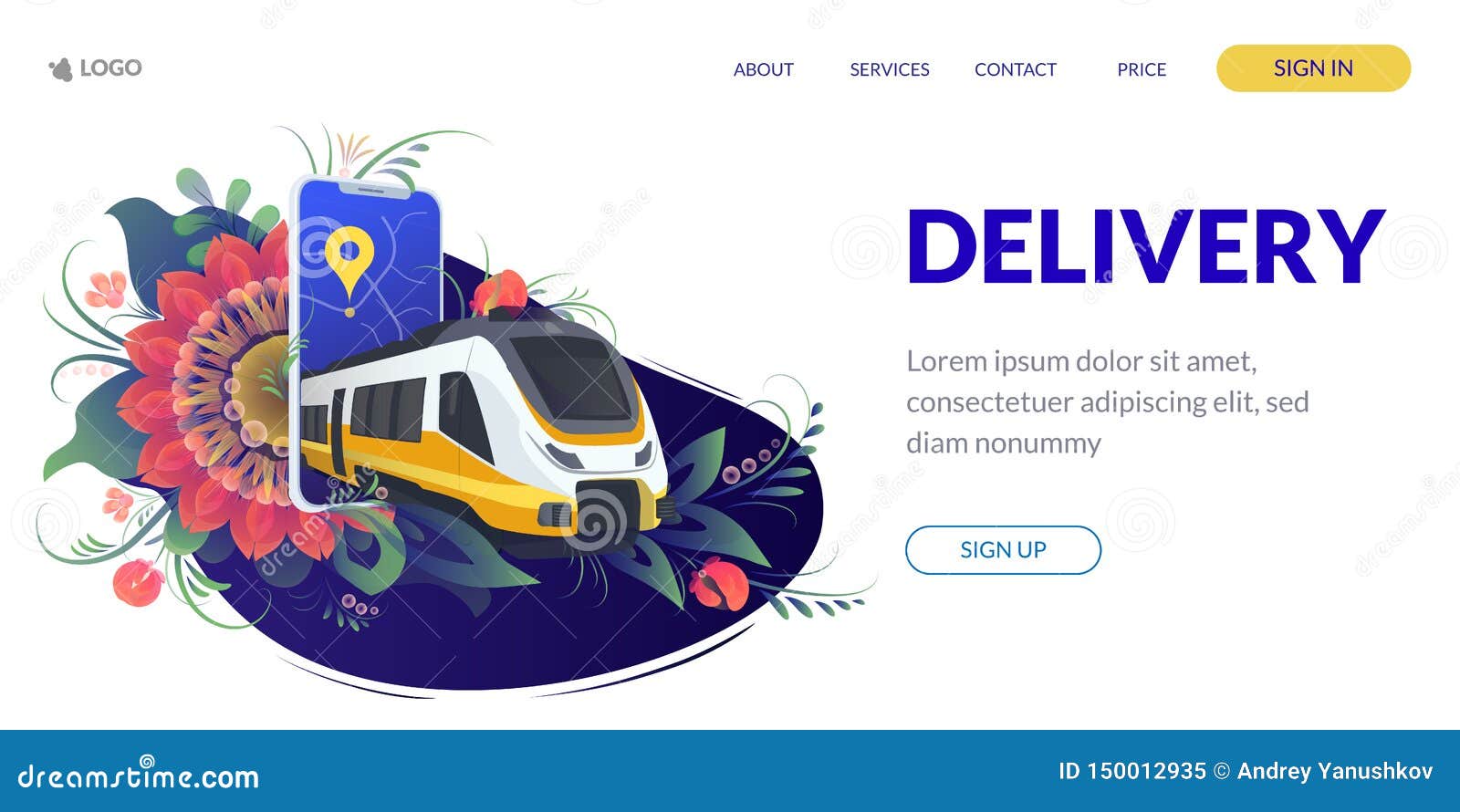Web Page Design Template for Project Delivery, Transport, Train. Modern ...