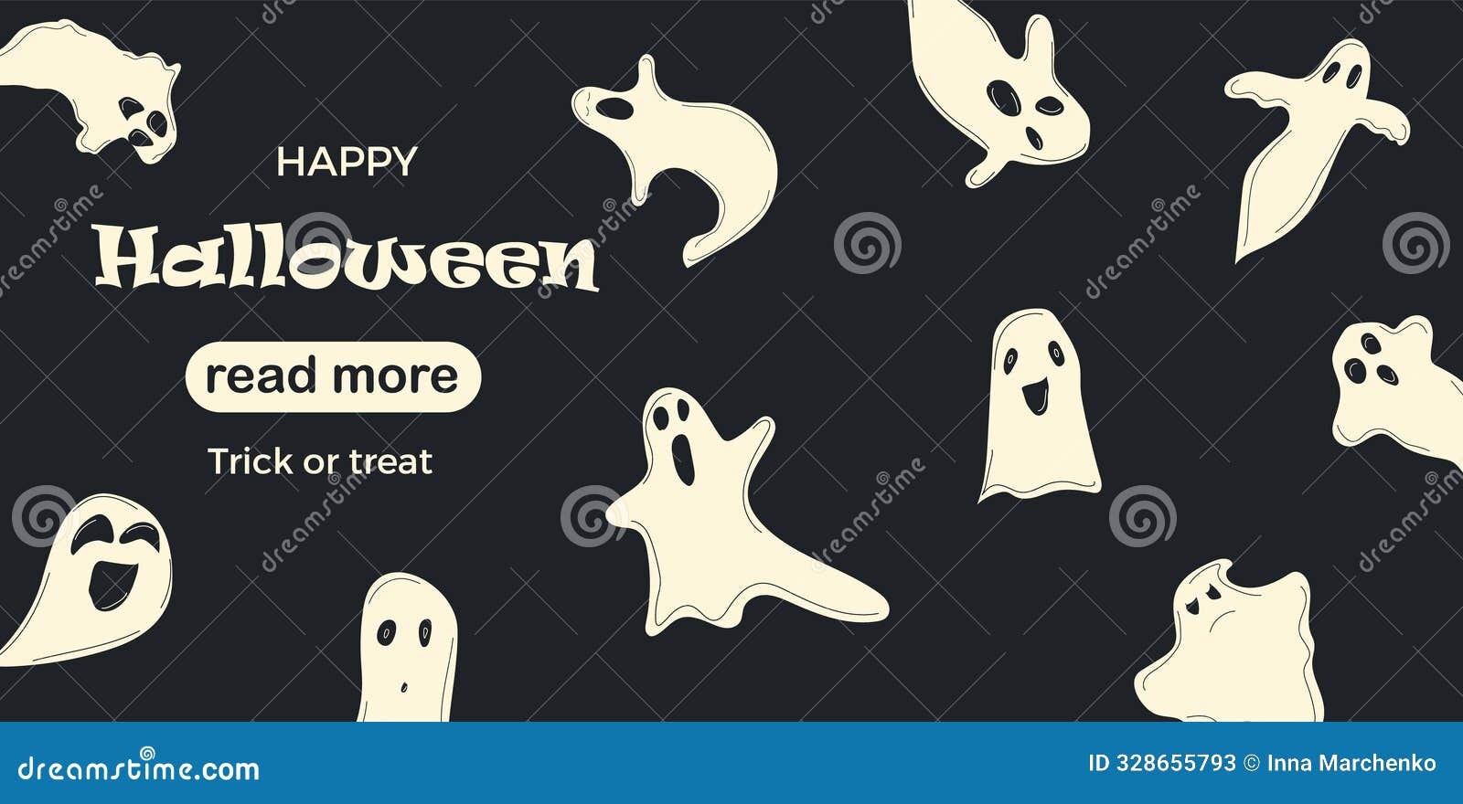 Web Page Design Template. Spooky Flying Phantom Ghosts Stock Vector ...