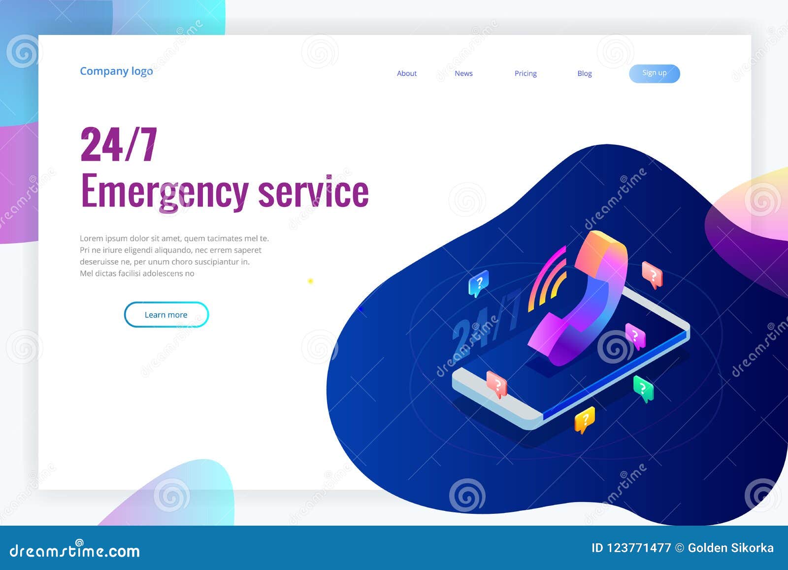 Web Page Design Templates for Call Center Support 24-7. Isometric 24 ...