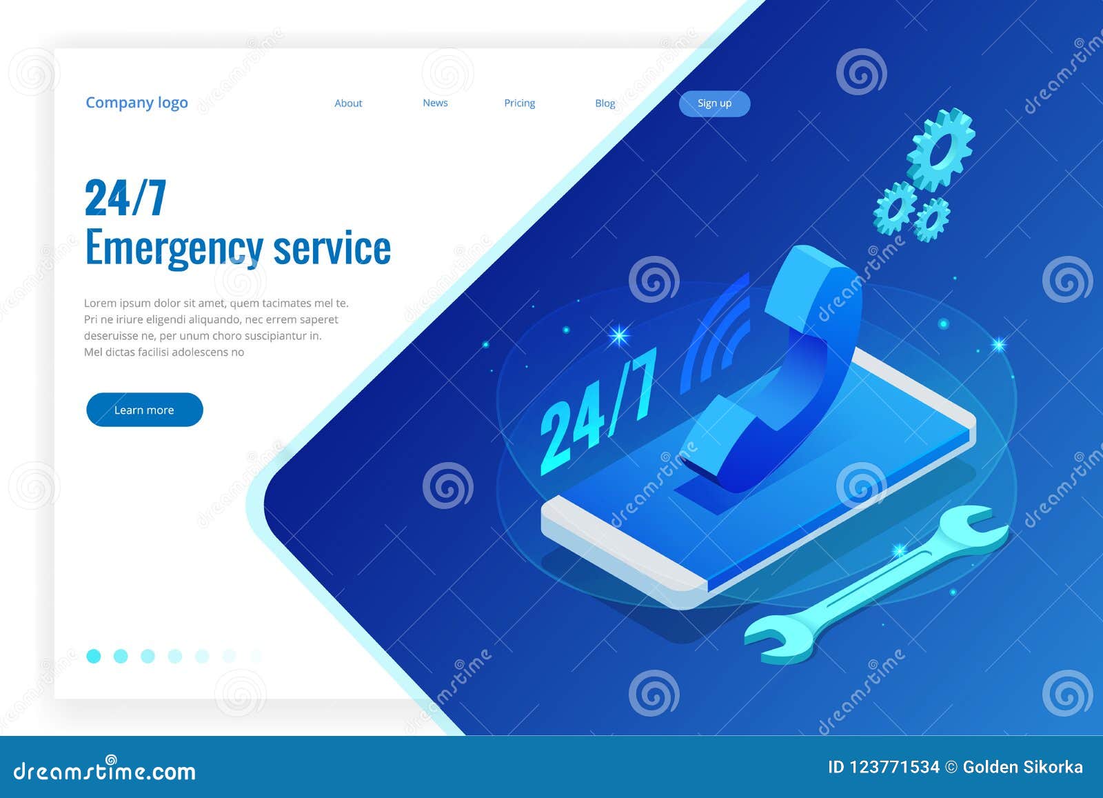 Web Page Design Templates for Call Center Support 24-7. Isometric 24 ...