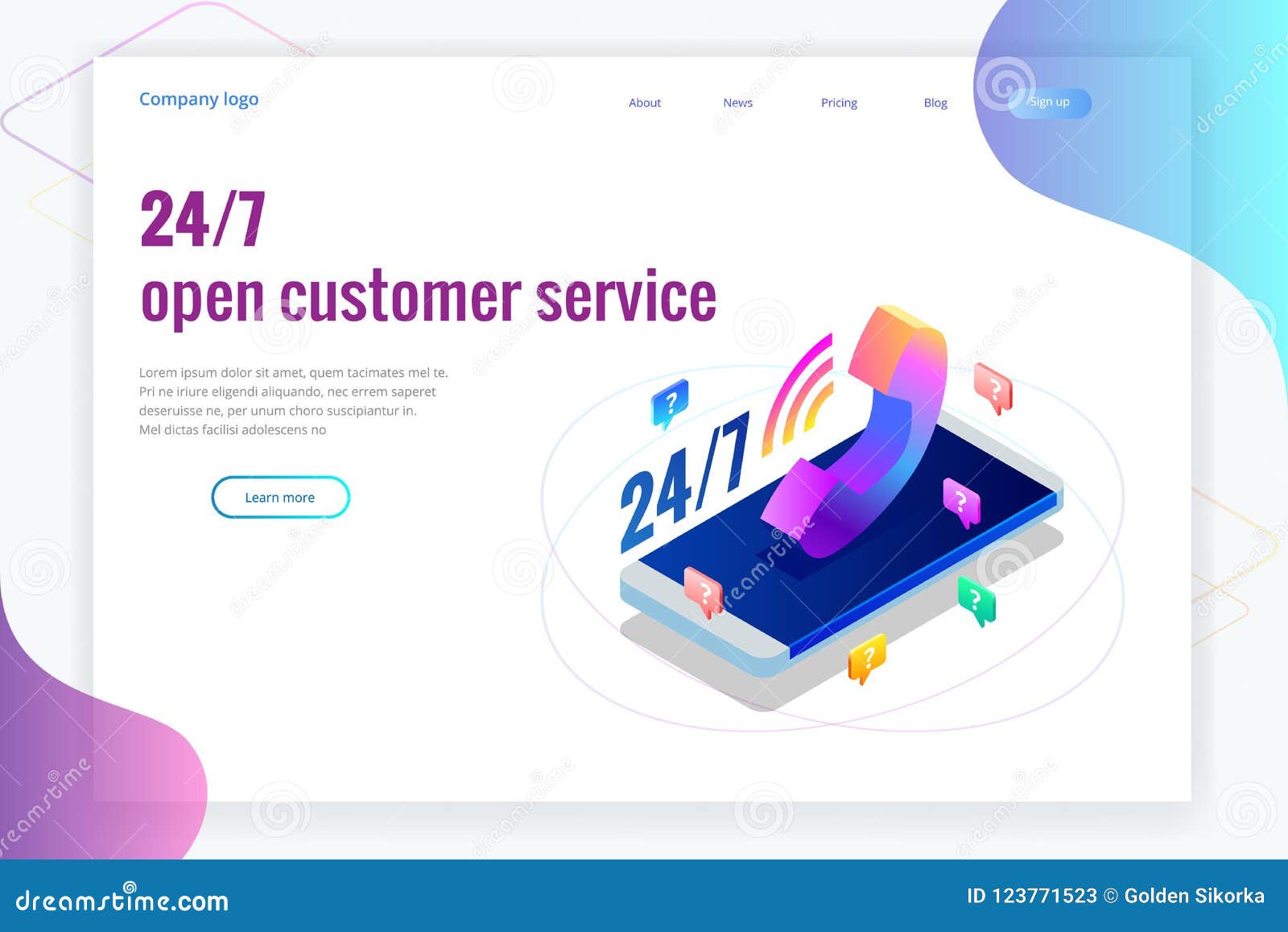 Web Page Design Templates for Call Center Support 24-7. Isometric 24 ...