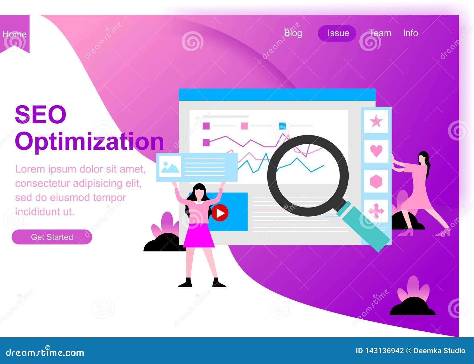 Web Page Design Templates for SEO Optimization Stock Illustration ...