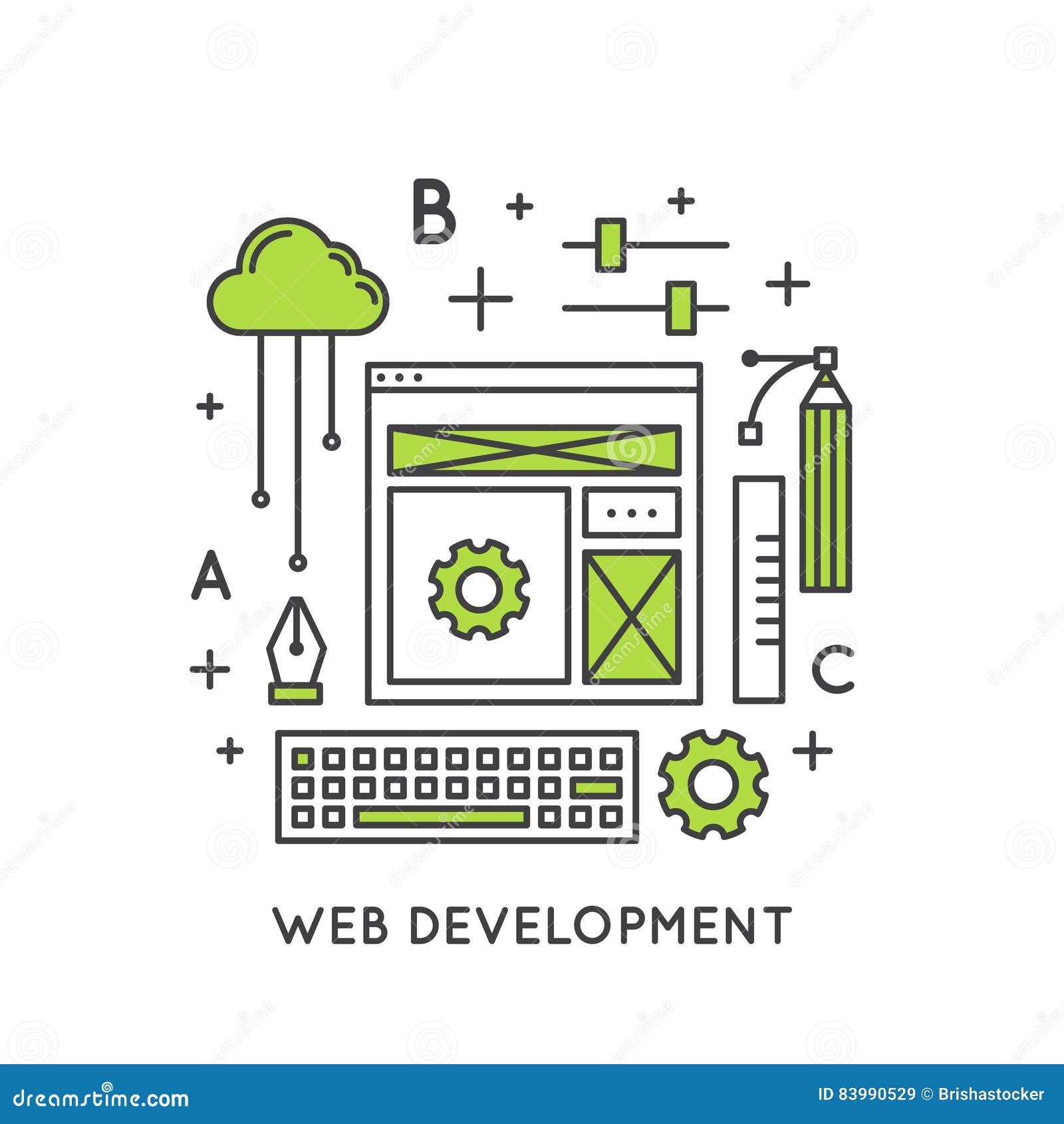 Web Page Development Icon Symbols. Coding Language, Programming ...