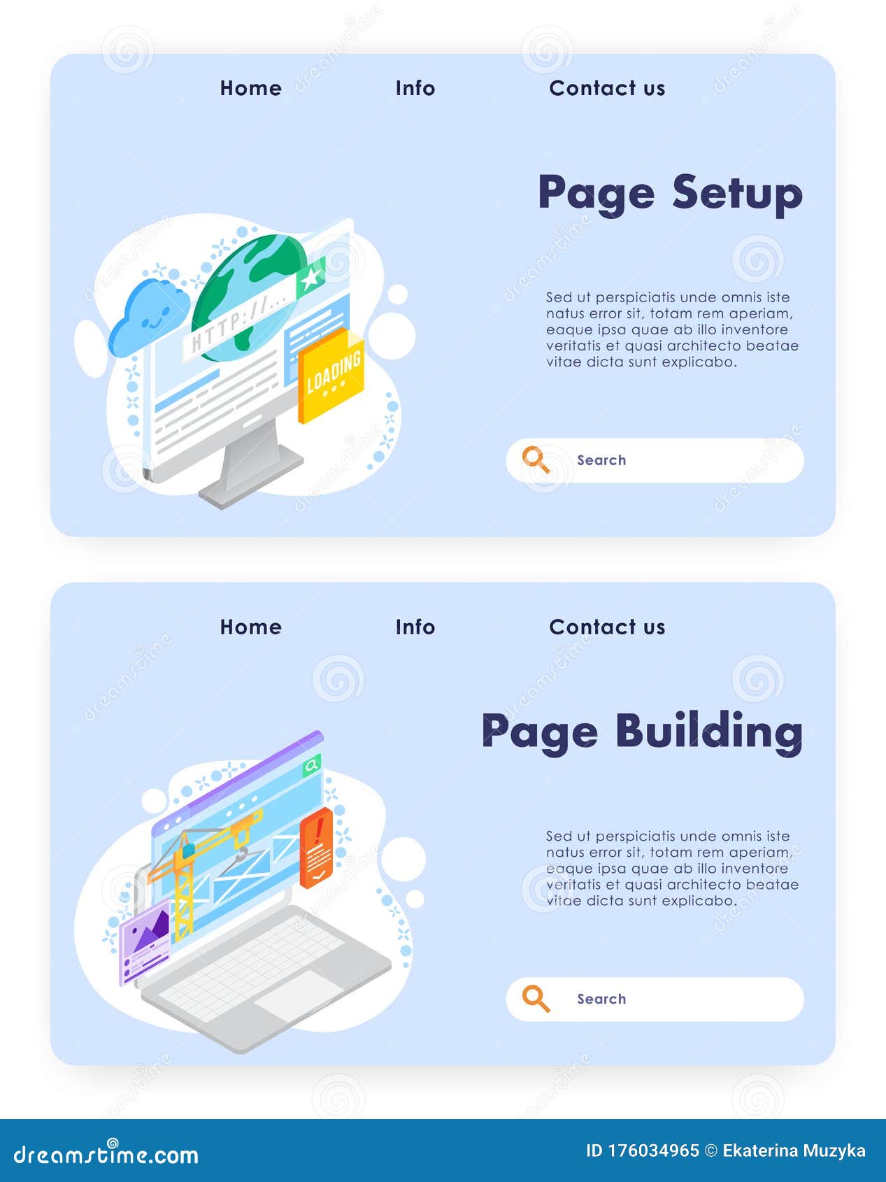 Web Page Development, Vector Website Landing Page Template Set Stock ...