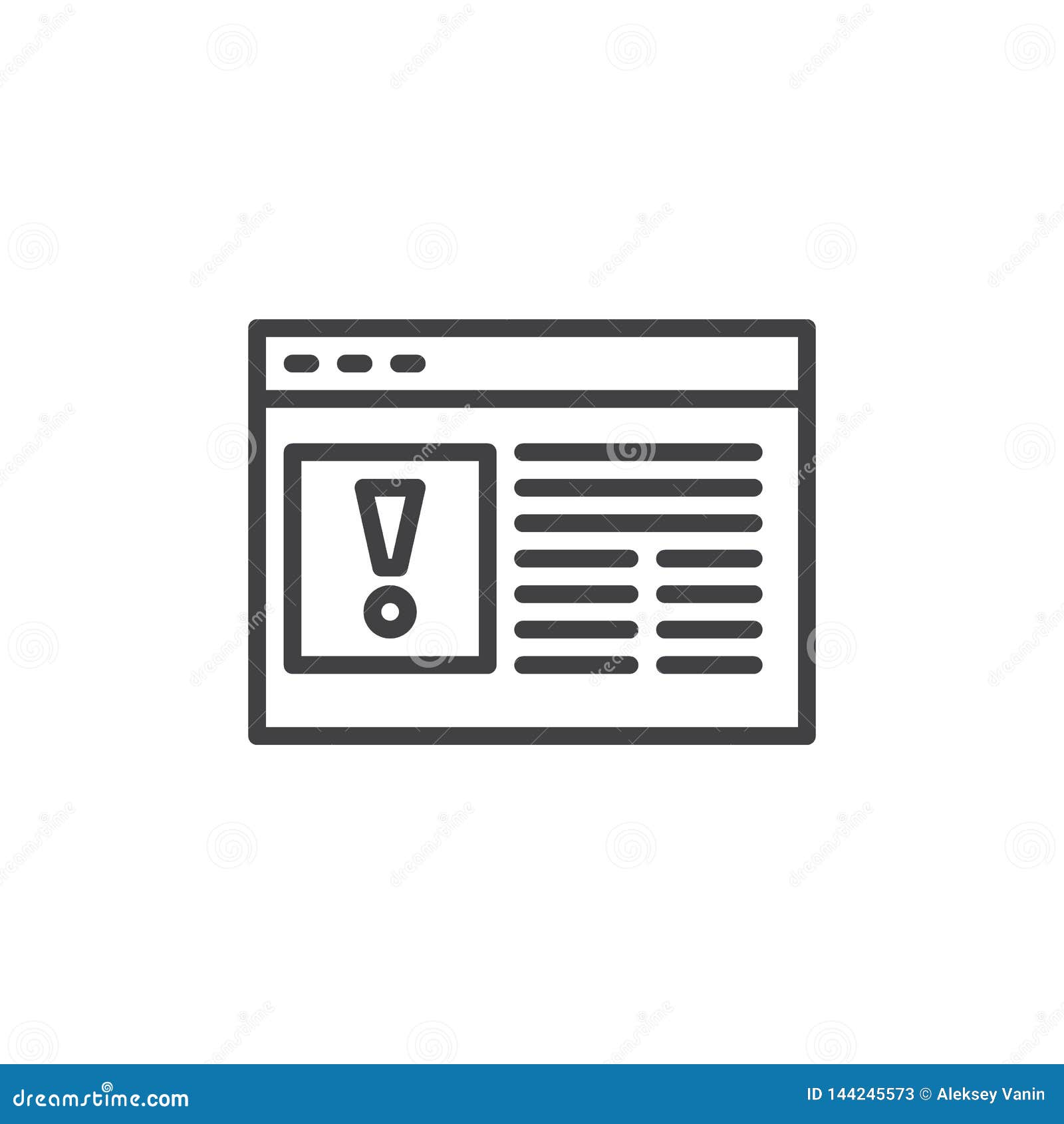 Web page error line icon stock vector. Illustration of caution - 144245573