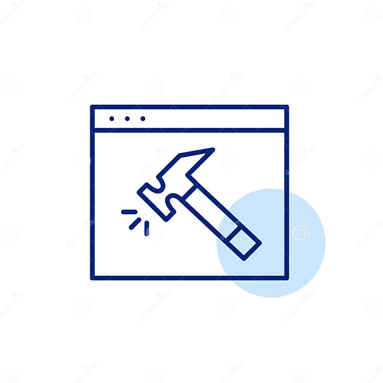 Web Page and Hammer. Website Under Construction, Web Design Tools. Pixel Perfect, Editable ...