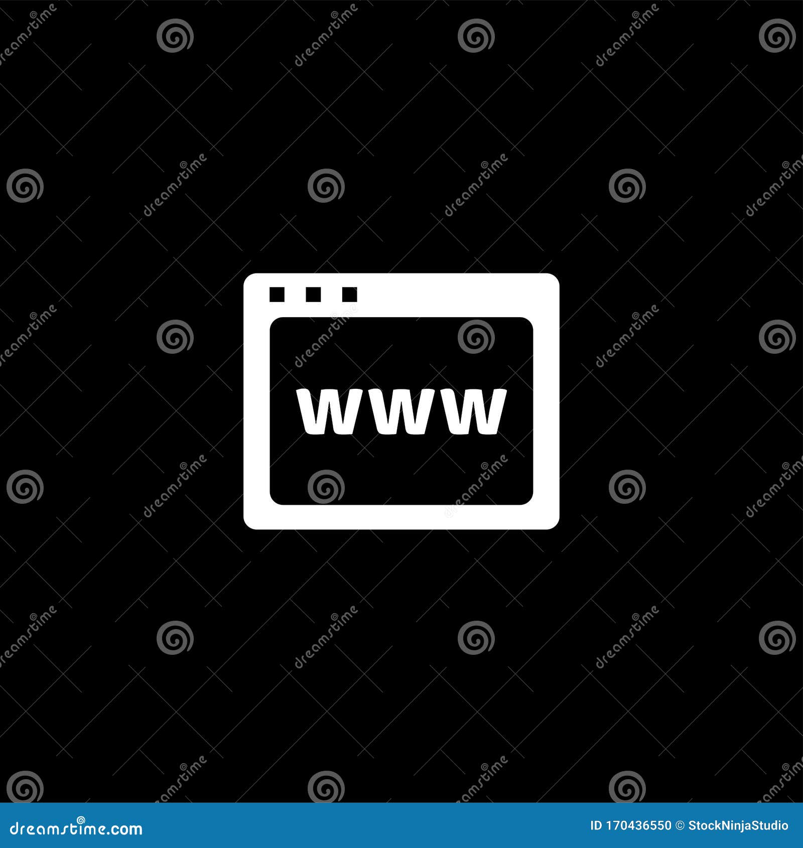 Web Page Icon on Black Background. Black Flat Style Vector Illustration ...