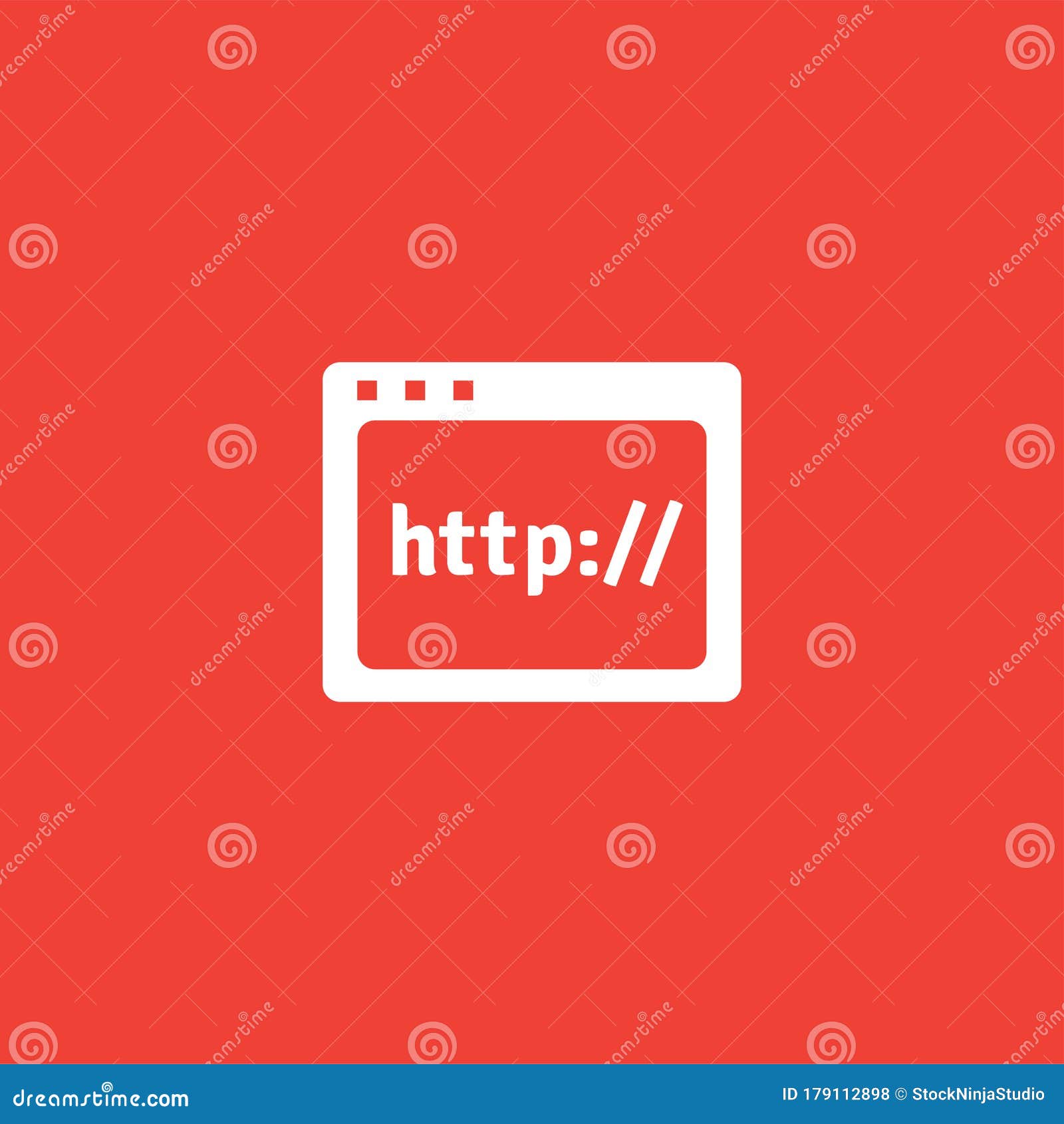 Web Page Icon on Red Background. Red Flat Style Vector Illustration ...