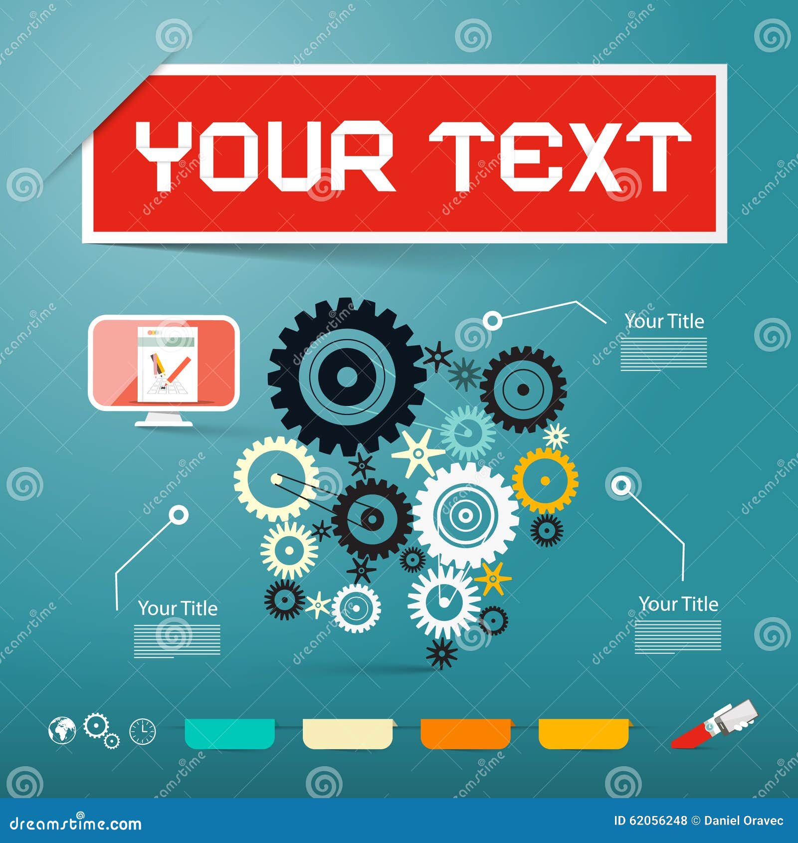 Web Page Layout with Cogs - Gears Icons Stock Vector - Illustration of ...