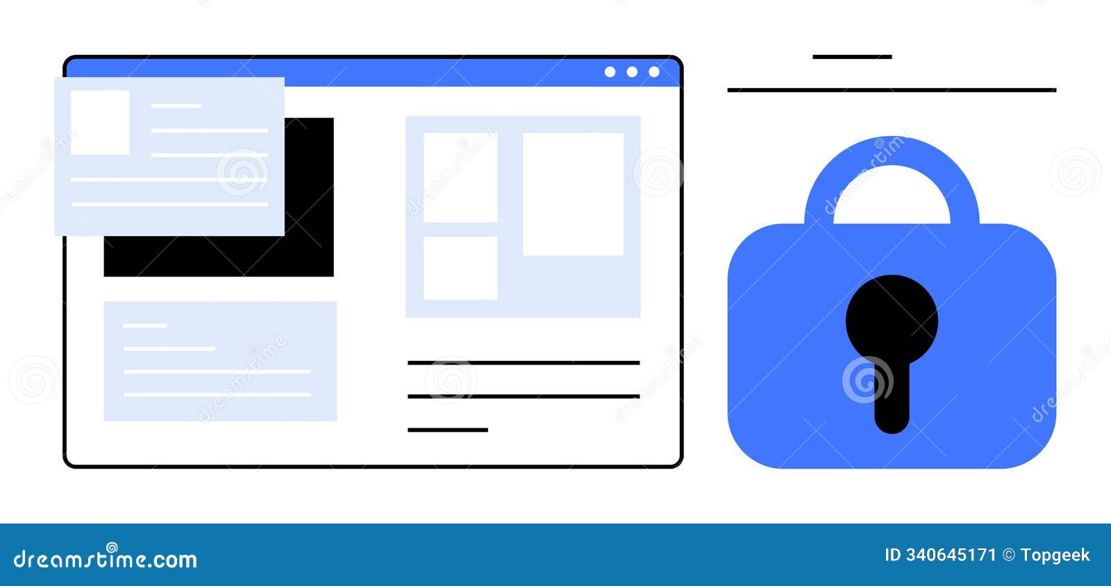 Web Page Security with Large Blue Lock Representing Data Protection and ...