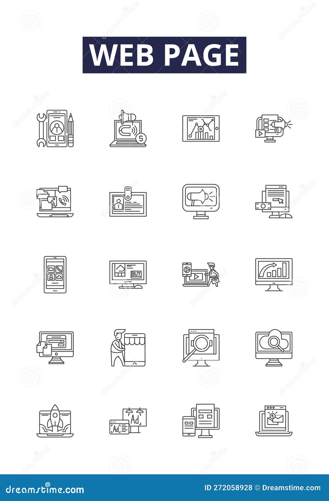 Webpage Html Code Outline Icon Cartoon Vector | CartoonDealer.com #133330345