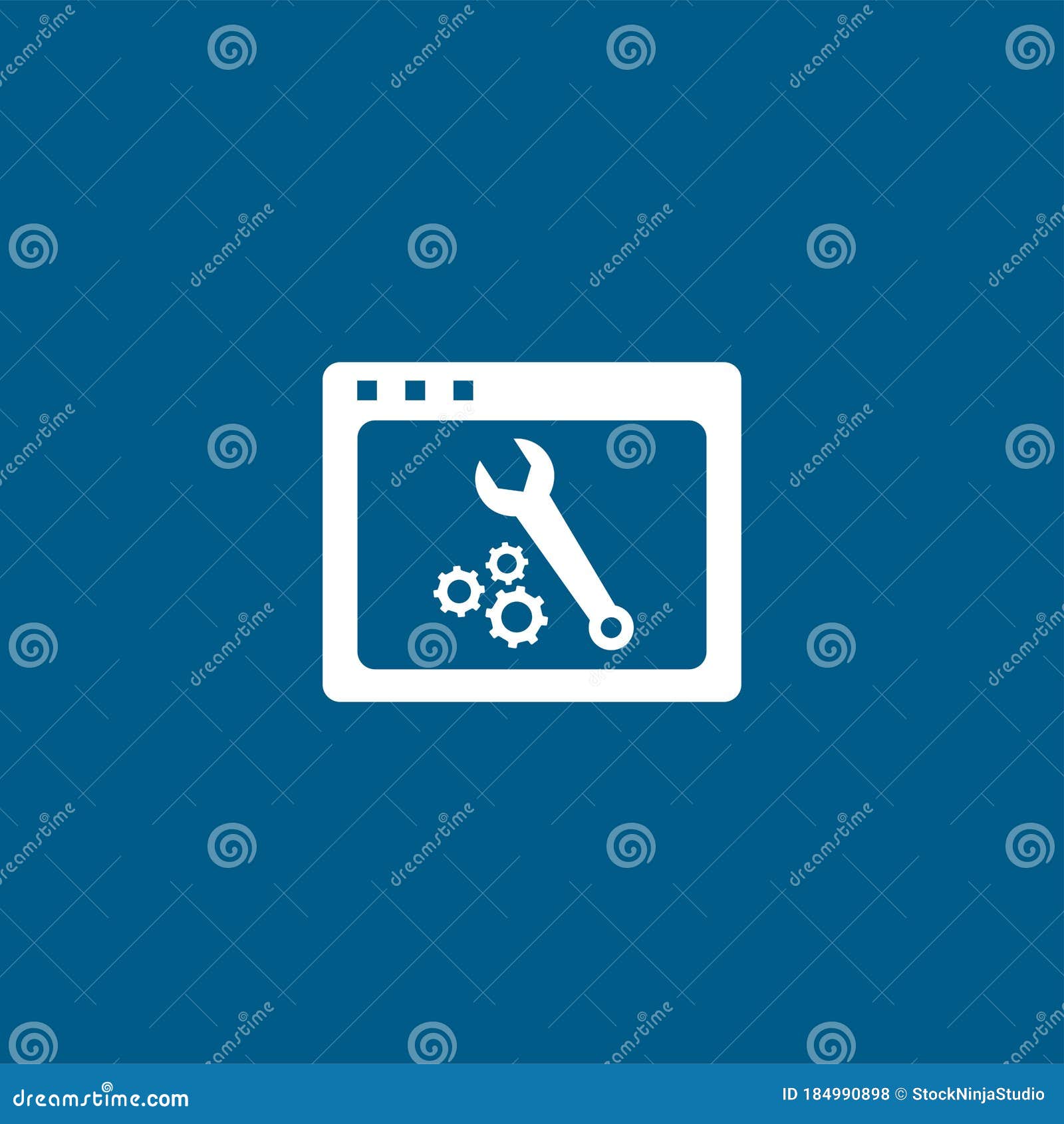 Web Page Maintenance Icon on Blue Background. Blue Flat Style Vector ...