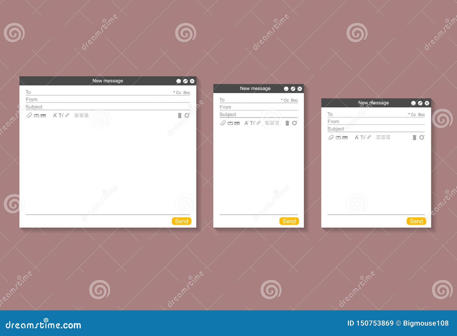 Web Page Opened Email Empty Template Mockup Set. Vector Stock Vector ... Web Page Opened Email Empty Template Mockup Set. Vector Stock Vector ...