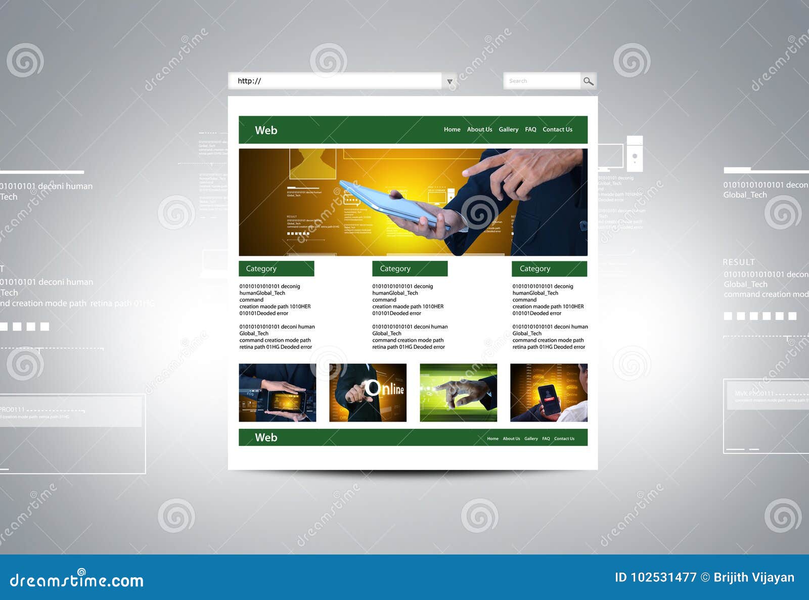 Web page on screen stock illustration. Illustration of global - 102531477