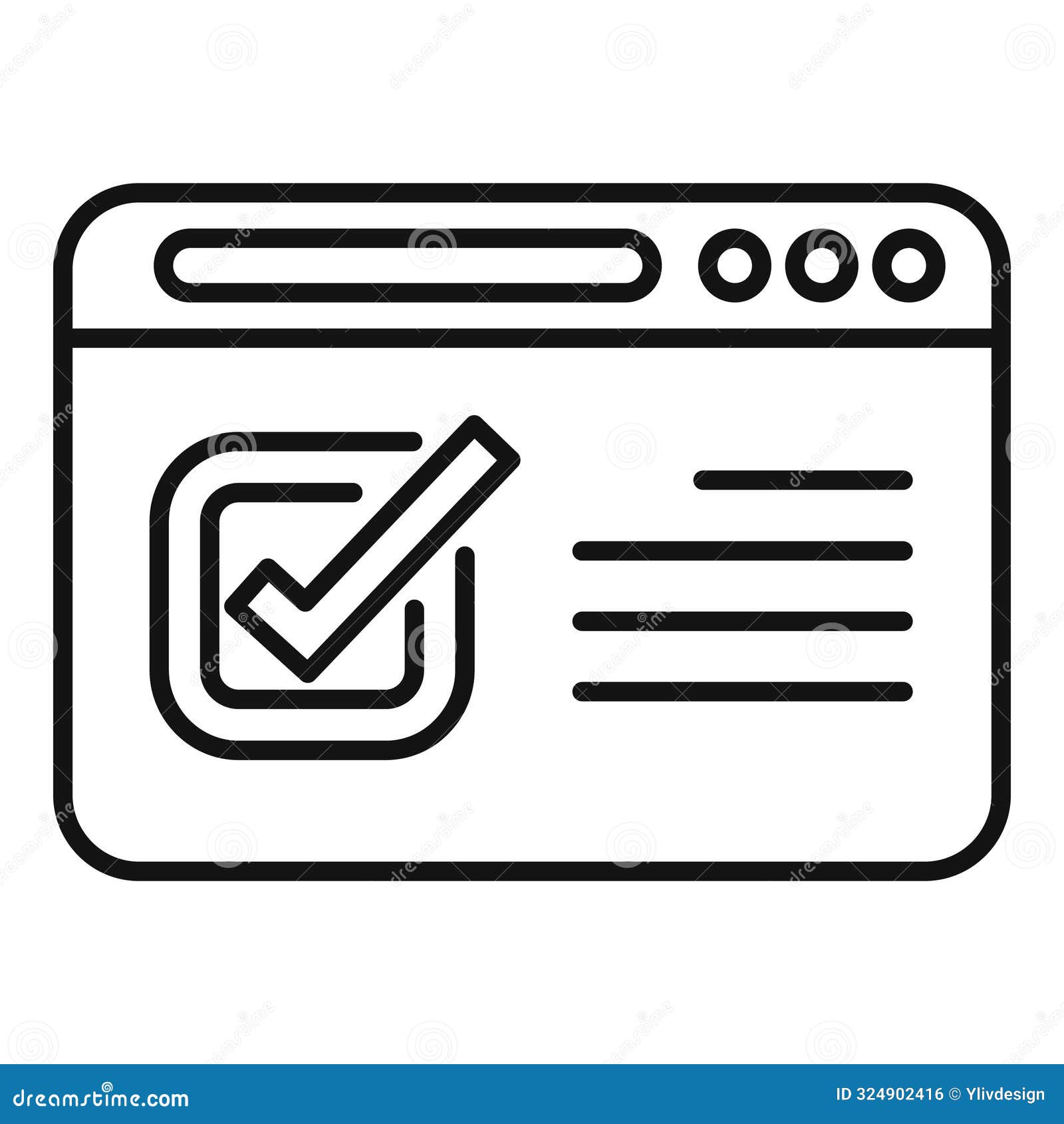 Web Page Showing Check Mark for Verification and Success Stock Vector ...