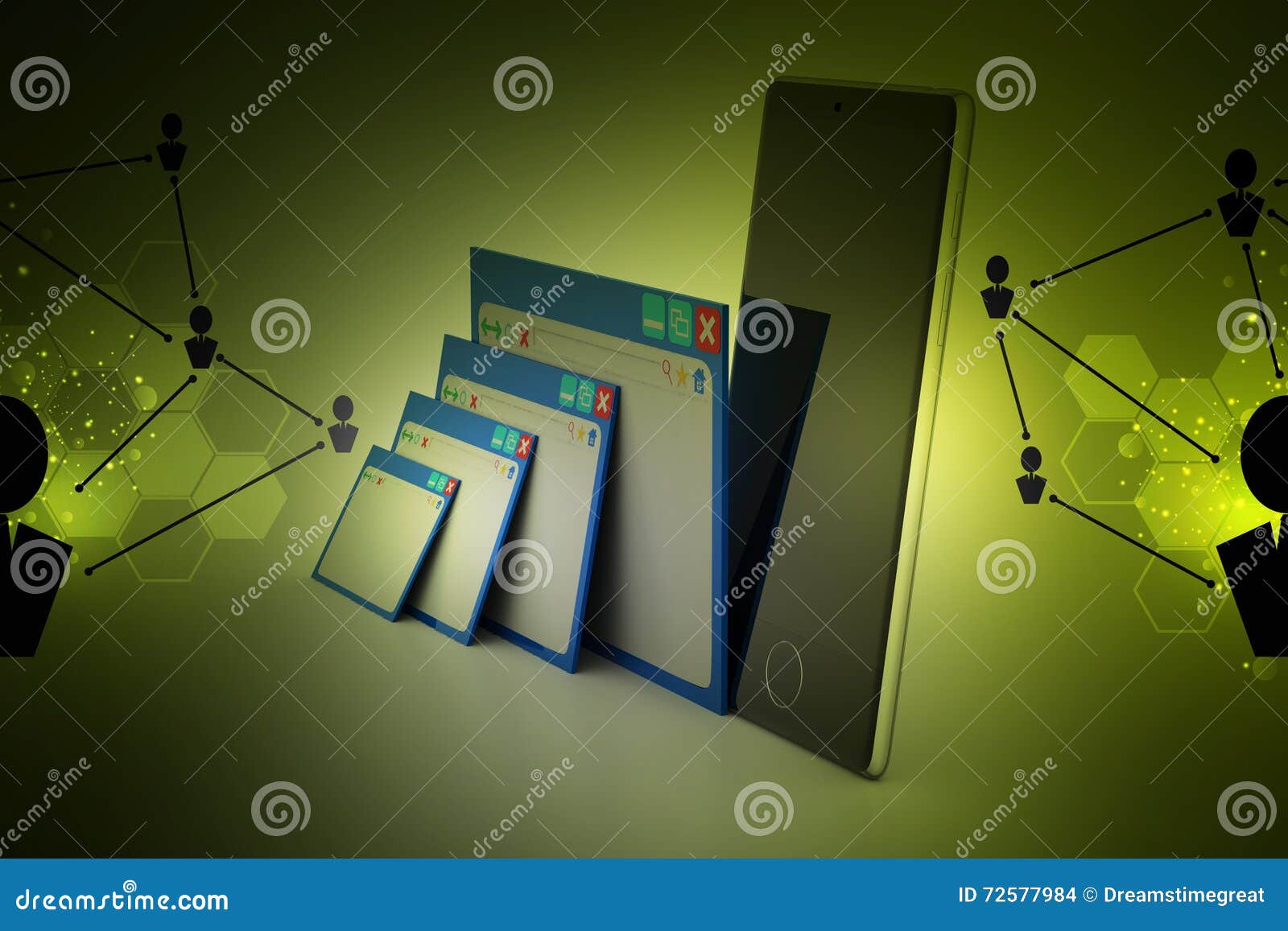 Web page with smart phone stock illustration. Illustration of http ...