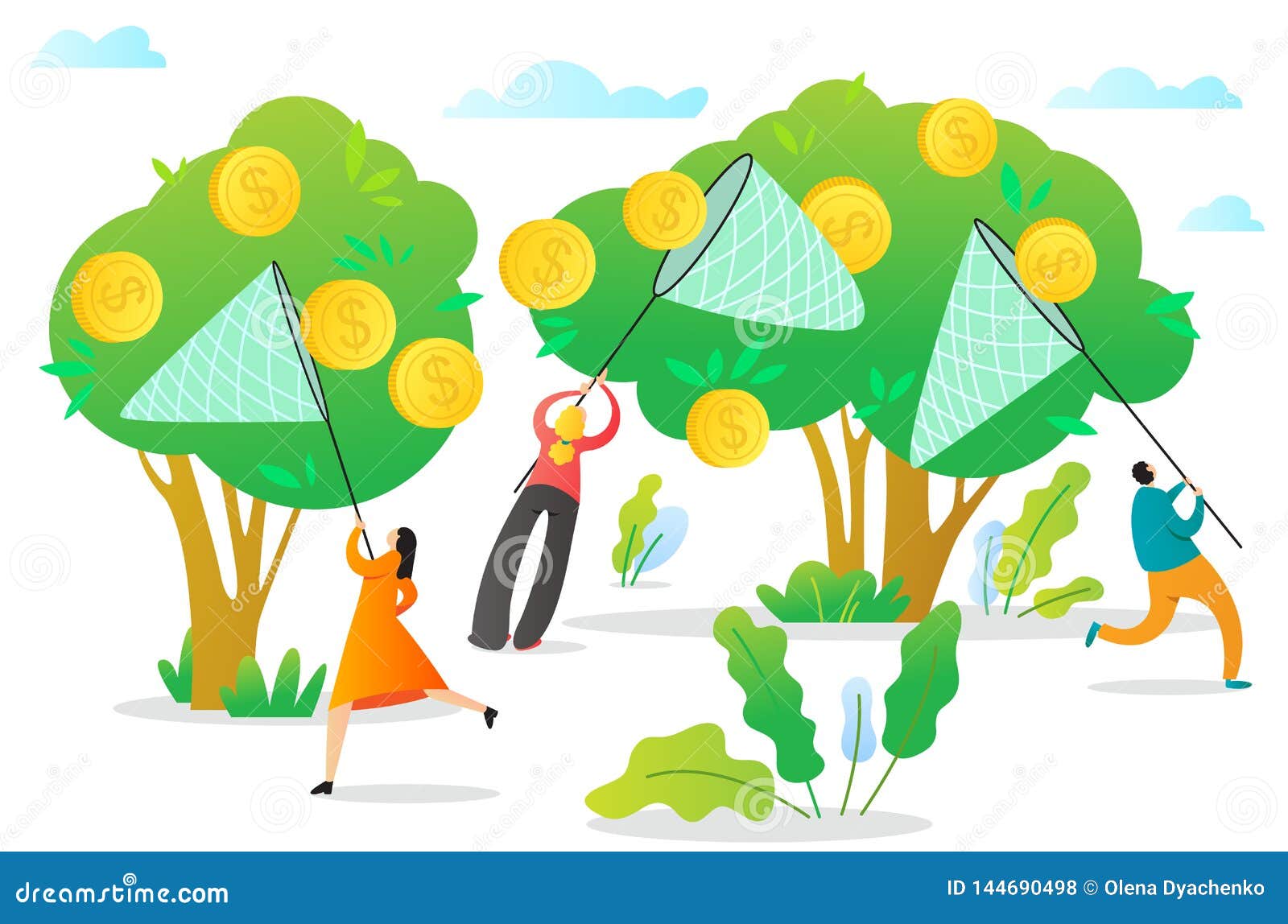 Web Page Template with Managers Making Money. Concept with People with ...