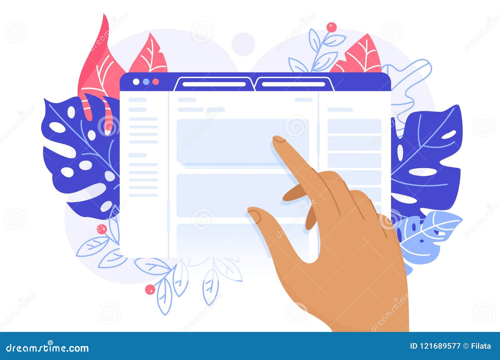 Web page on touch screen stock vector. Illustration of object - 121689577