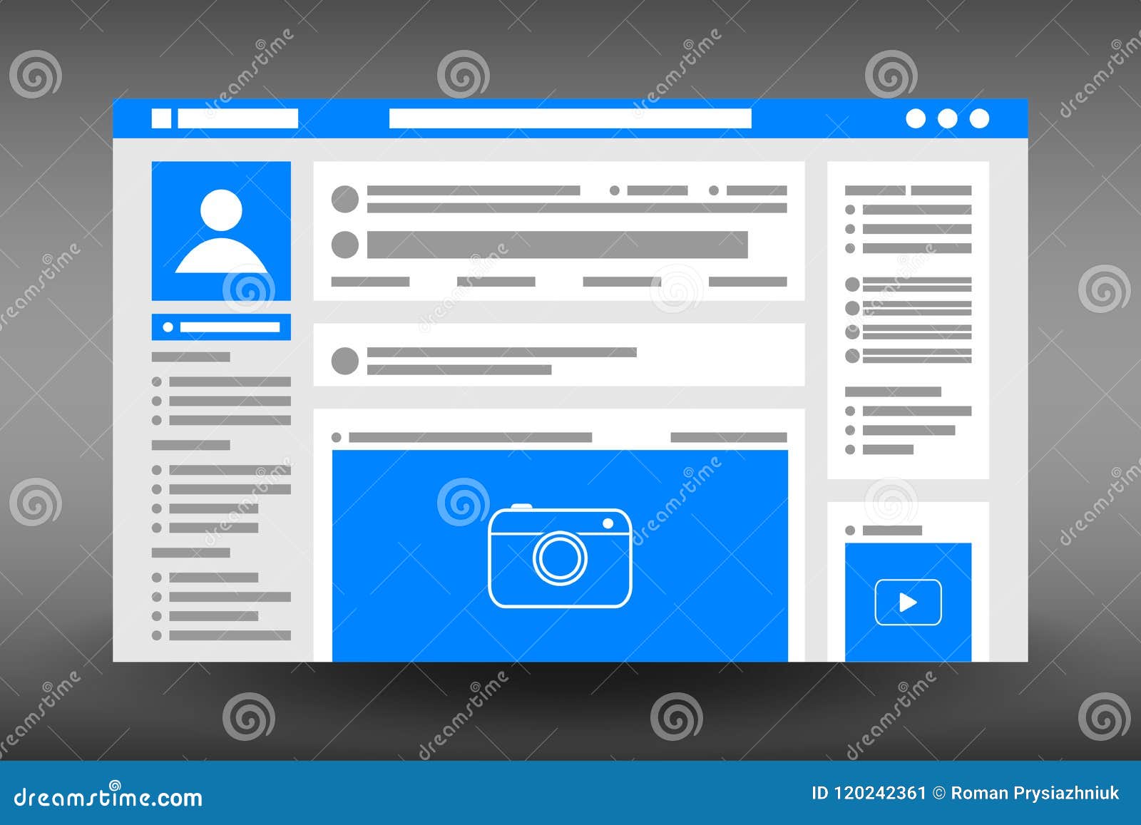 Web Page User Interface Template. Social Network Website Browser Window ...