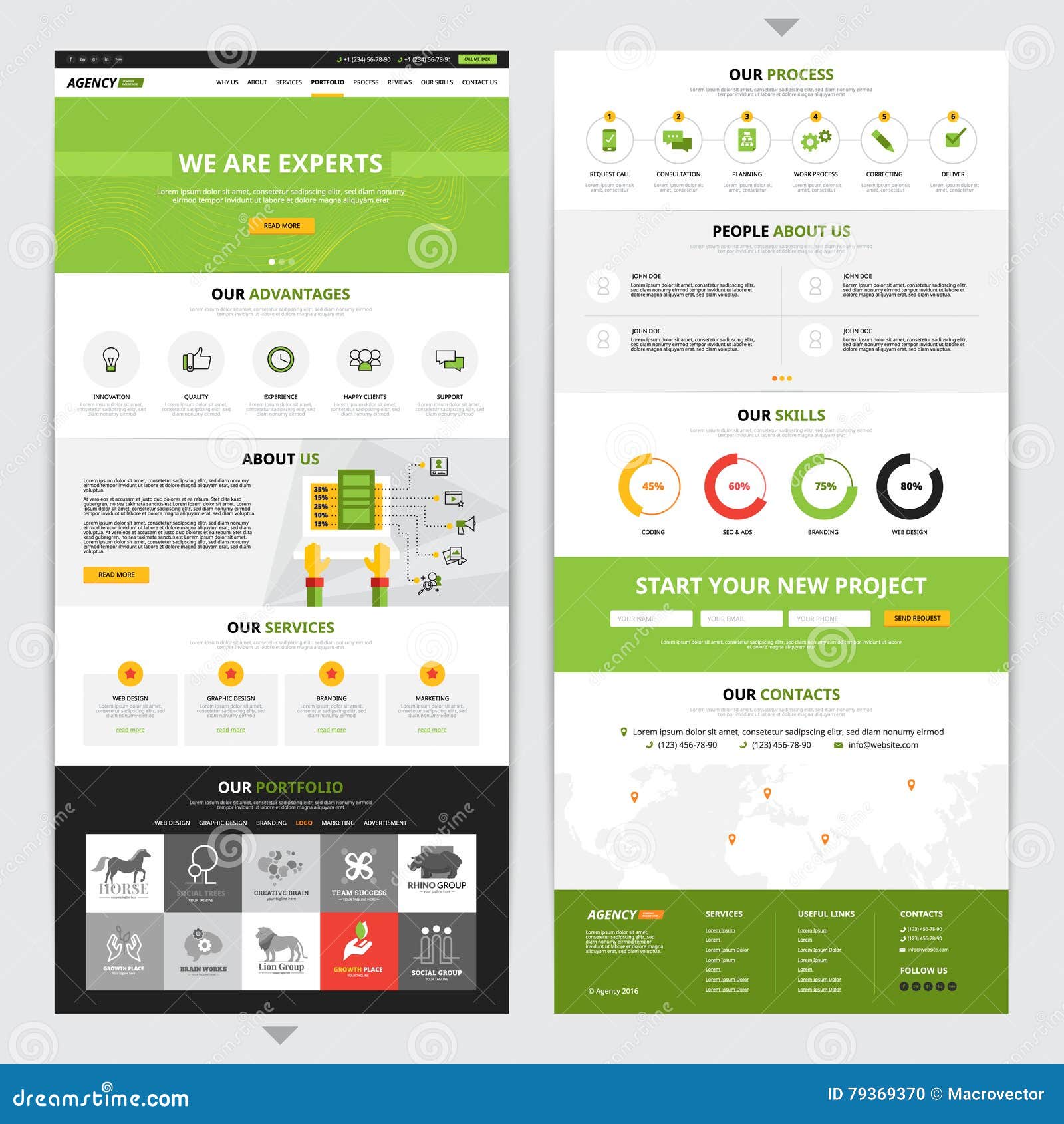 Web Page Vertical Design Set Stock Vector - Illustration of portfolio ...