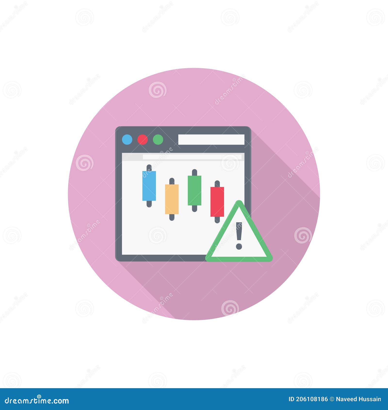 Web page warning stock vector. Illustration of pictogram - 206108186