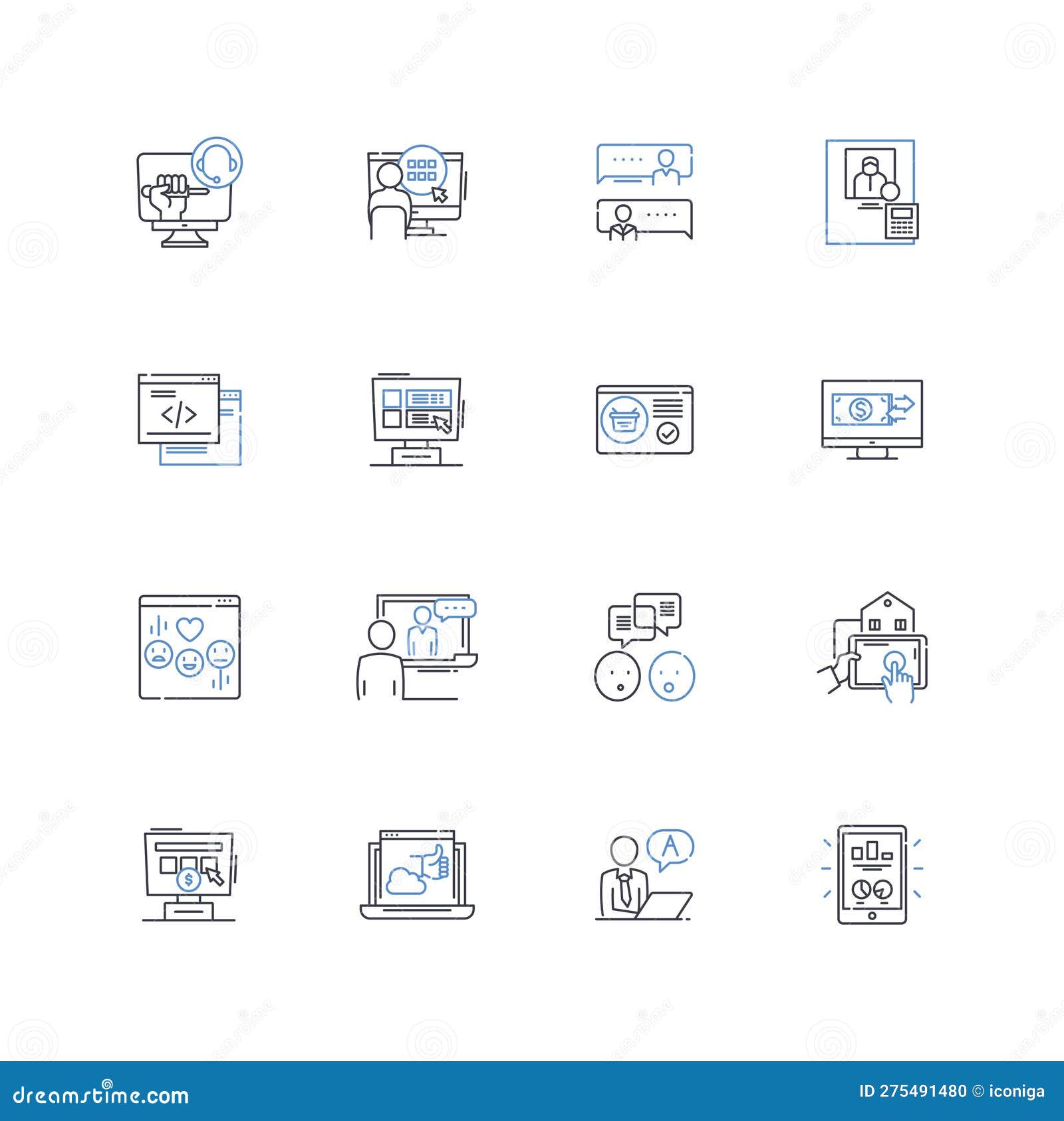 Web Pages Line Icons Collection. Content, Design, Navigation, Links ...