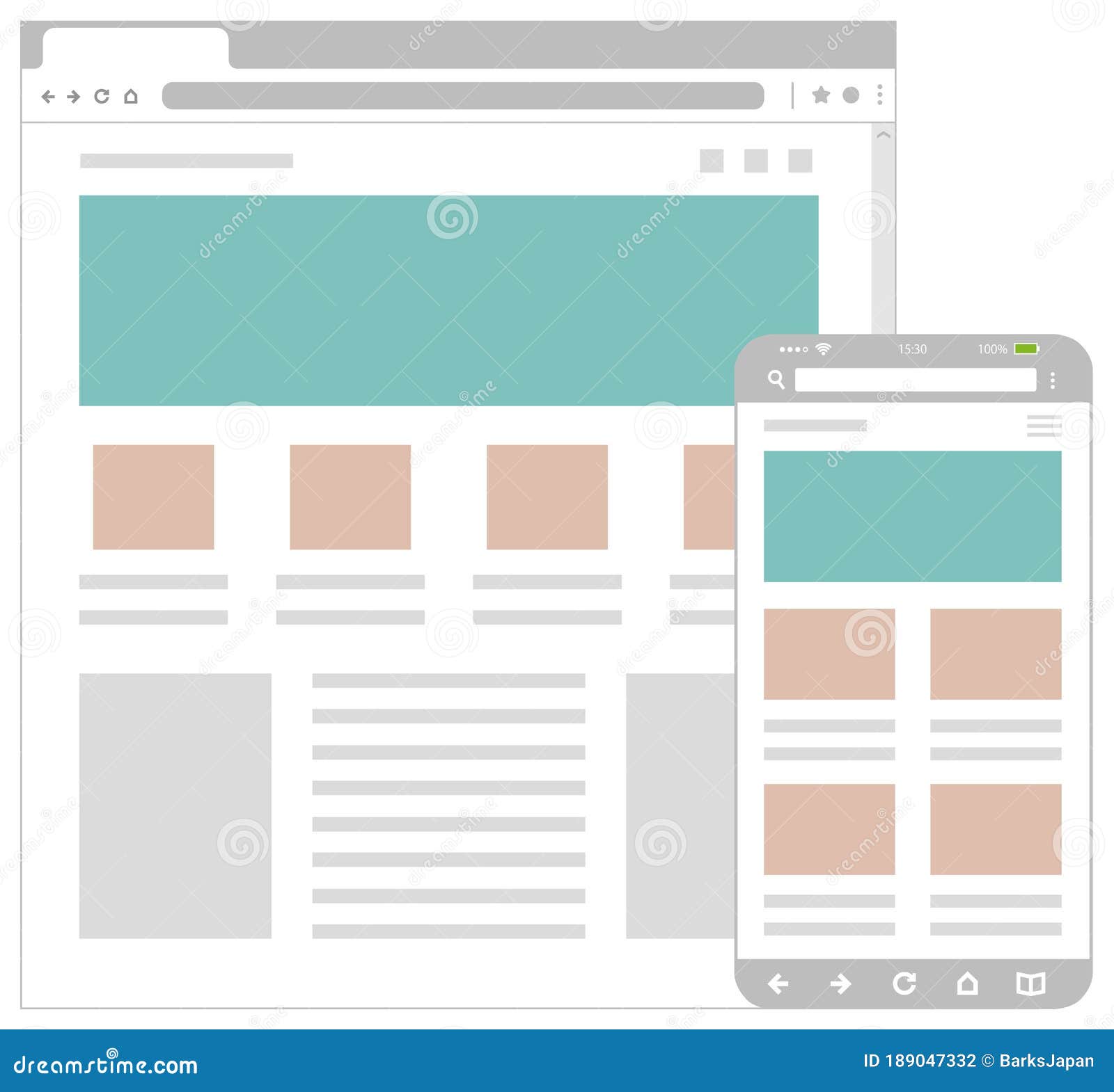 Web Pages Wireframe Layout Illustration / Web Design Template for PC ...