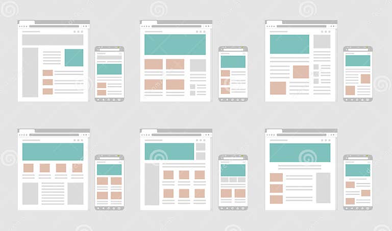 Web Pages Wireframe Layout Illustration Set / Web Design Template for ...