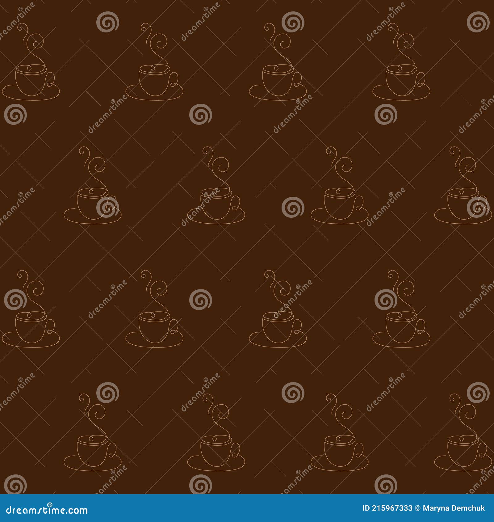 Pattern With Continuous Cup Of Coffee Outline Minimalistic Vector ...