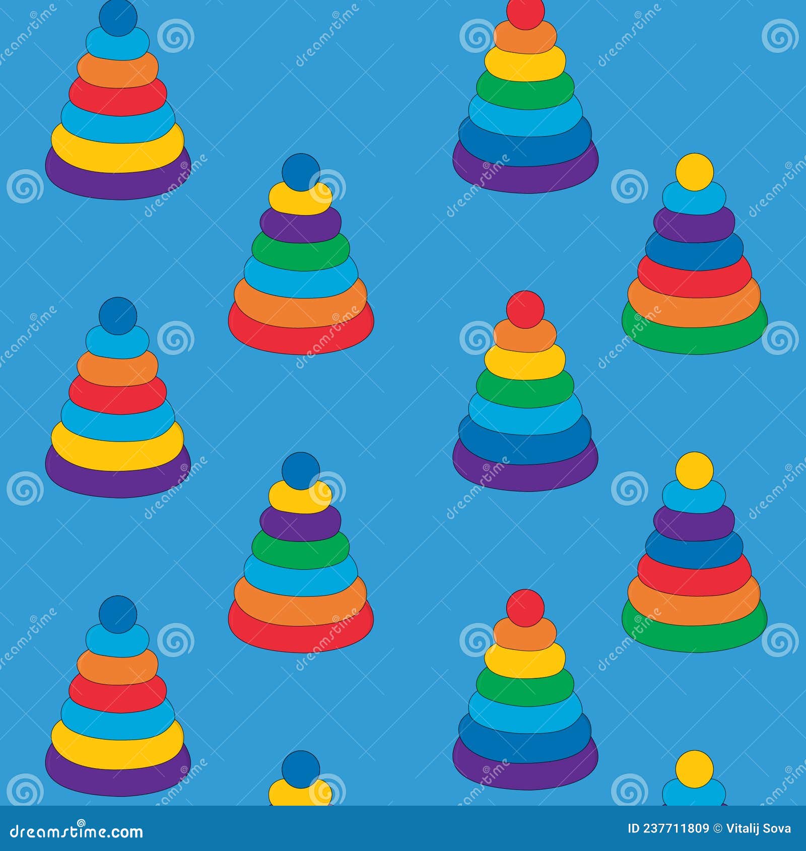 Cute Toys for Little Kids Pattern, Design for Kids Stock Illustration ...