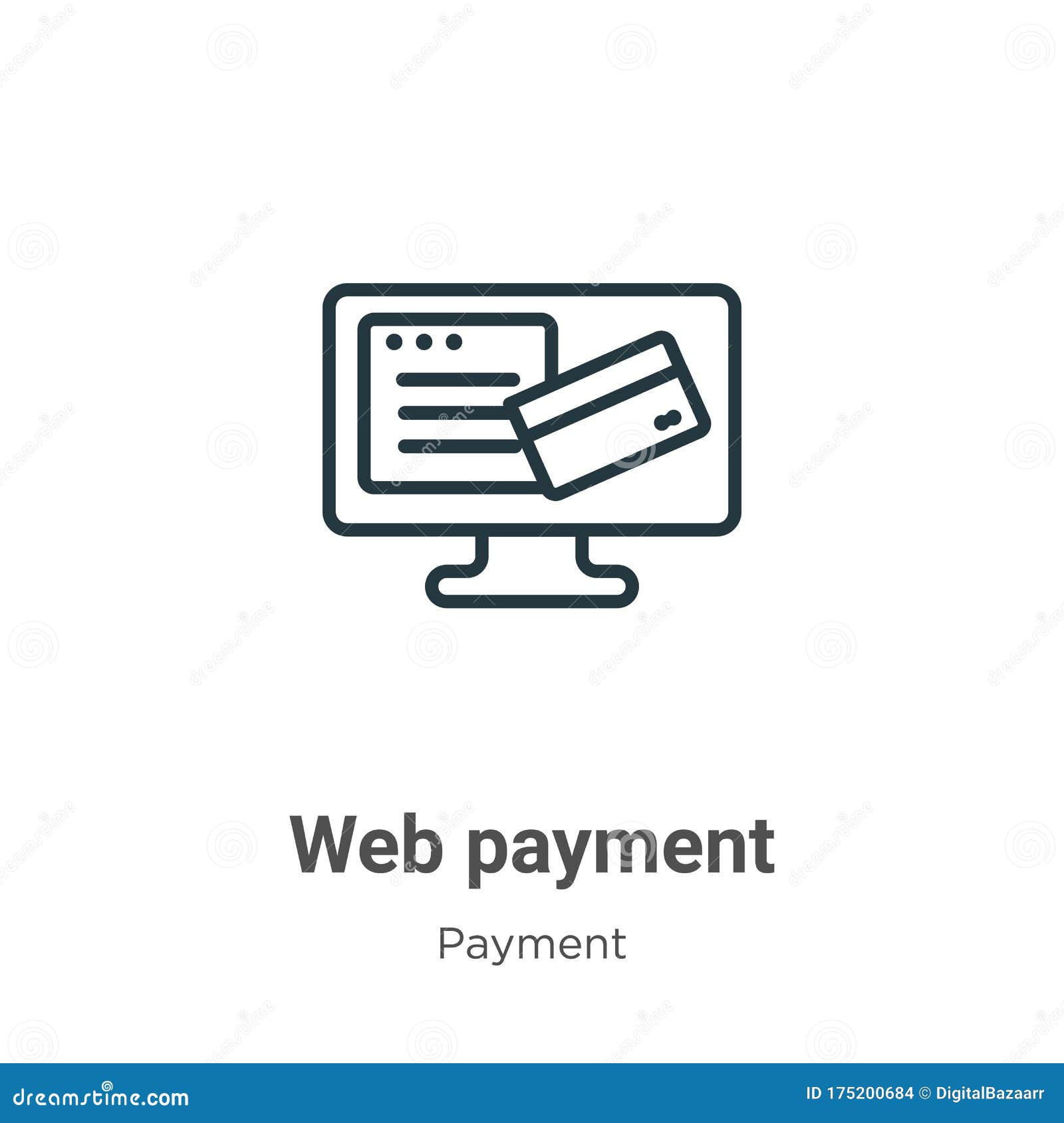 Web Payment Outline Vector Icon. Thin Line Black Web Payment Icon, Flat ...