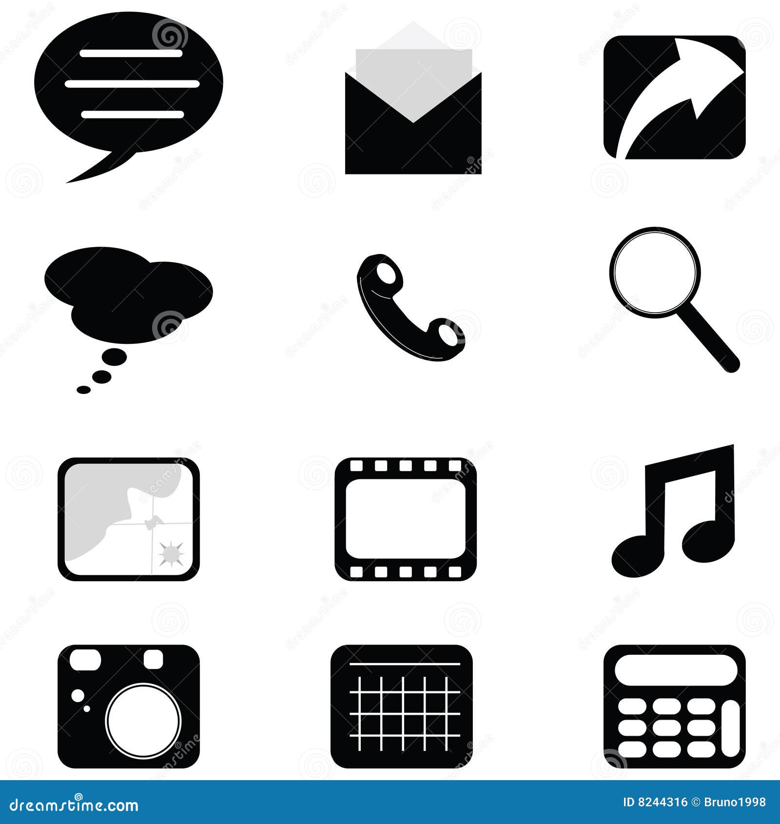 Web/phone icons stock vector. Illustration of note, directions - 8244316