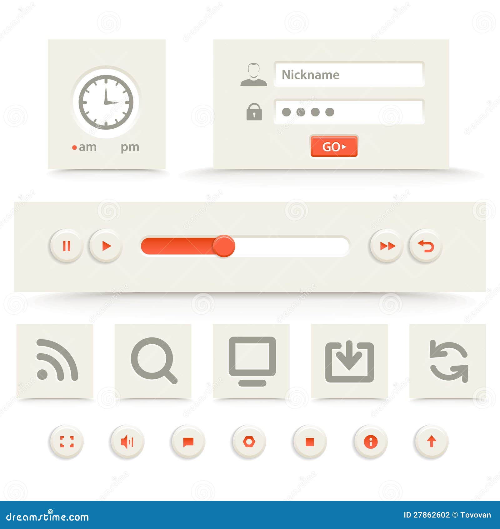 Web Player Interface Template Stock Vector - Illustration of layout ...