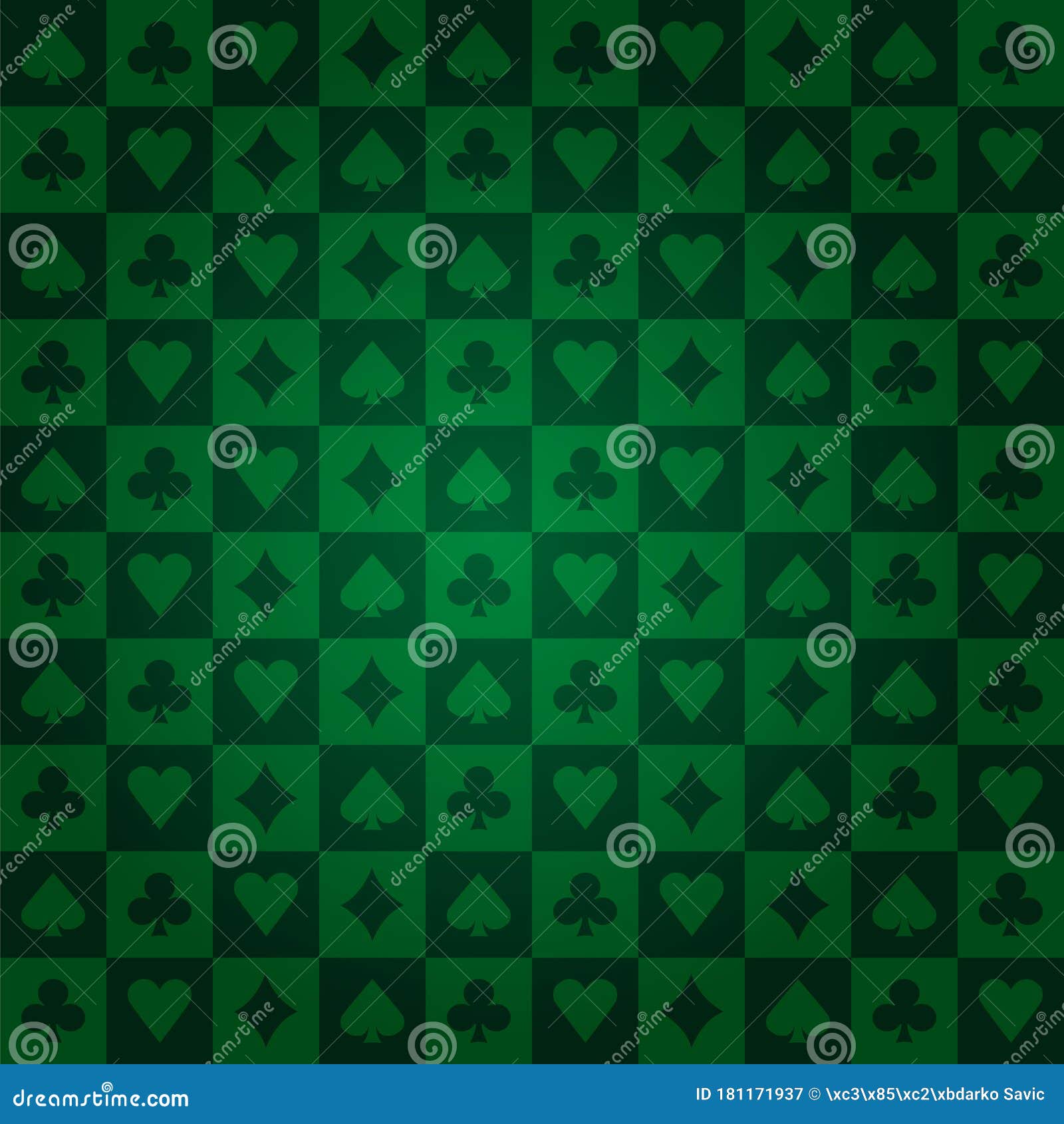 Poker Card Suits Rectangle Green Casino Pattern Background Vector ...