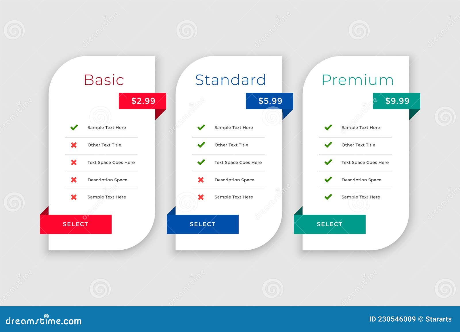 Pricing Tab. Comparison Pricing List, Services Cost Table. Menu ...