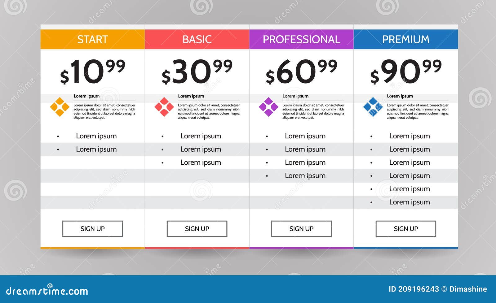 Web Pricing Table Design for Business .vector Infographics Template ...