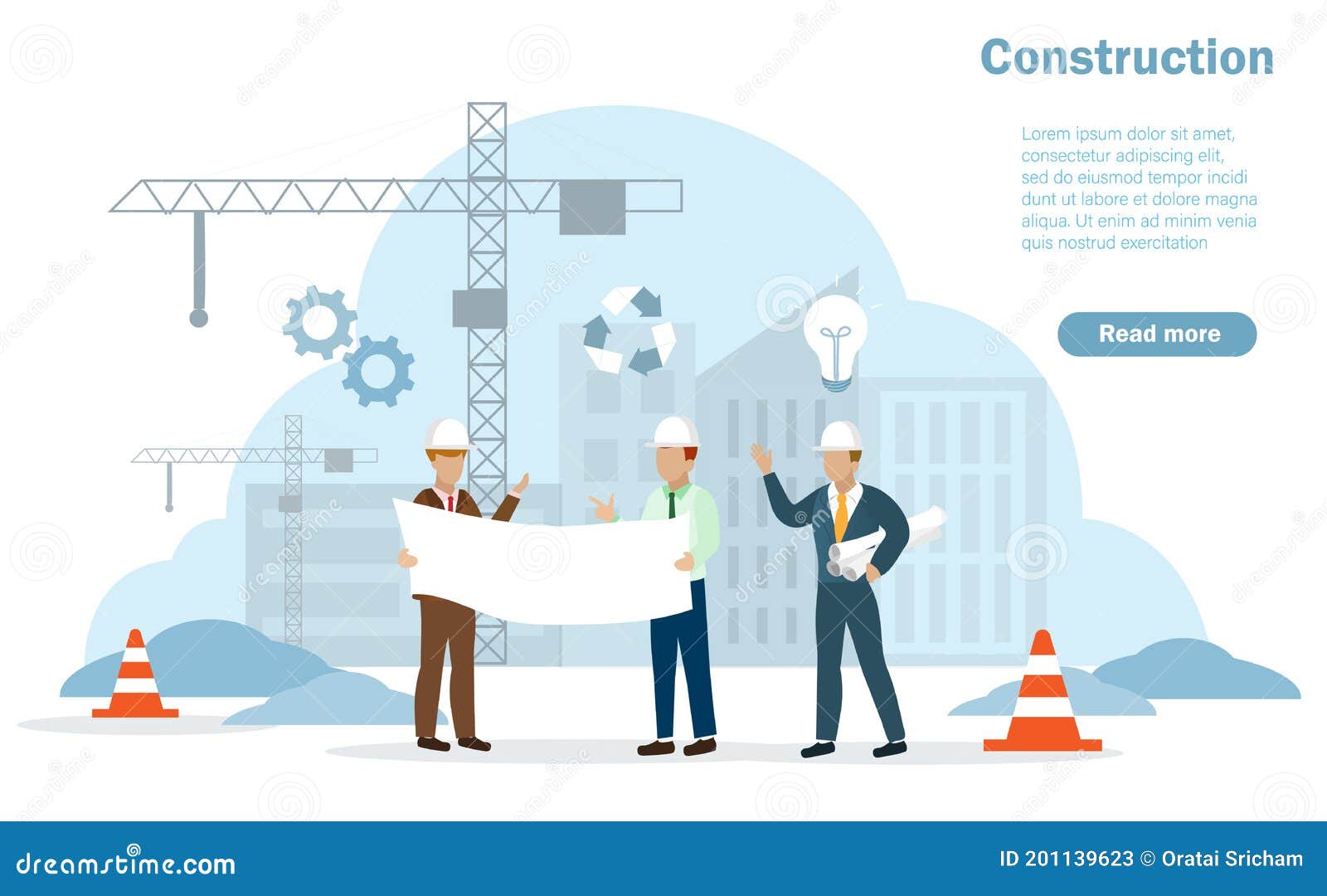 Architecture or Civil Engineering and Foreman Team Holding Blueprints ...