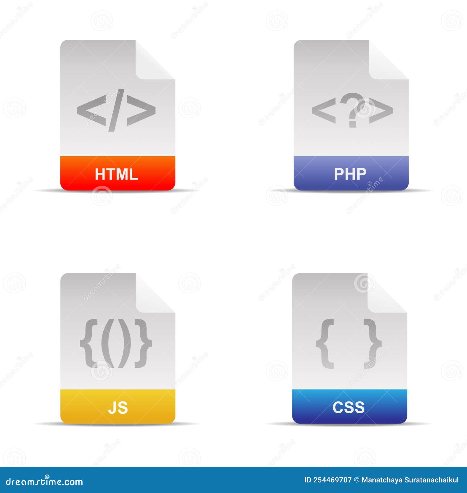 Web Programing File Formats Icon Isolated on White Background Stock ...