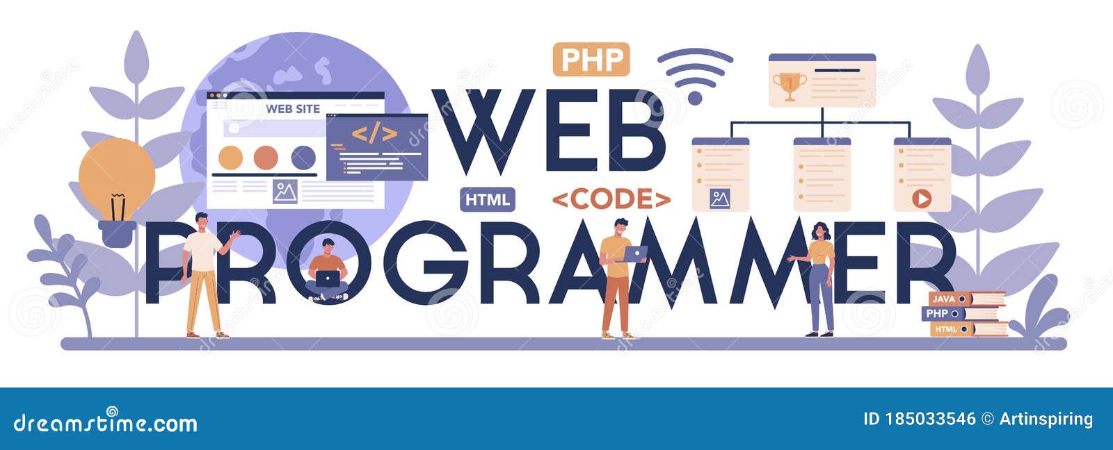 Web Programmer Typographic Header Concept Coding Testing Stock Vector Illustration Of Laptop