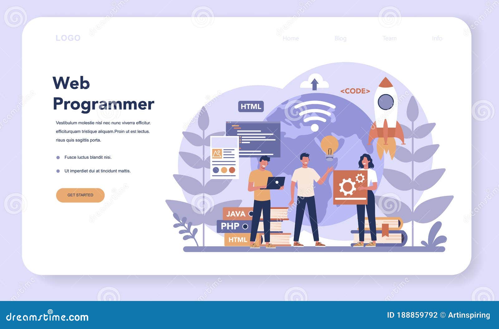 Web Programming Web Banner Or Landing Page Coding Testing Stock Vector Illustration Of