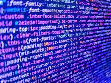 Web Programming and Bracket Technology Background. Programming Code Screen of Software Developer ...