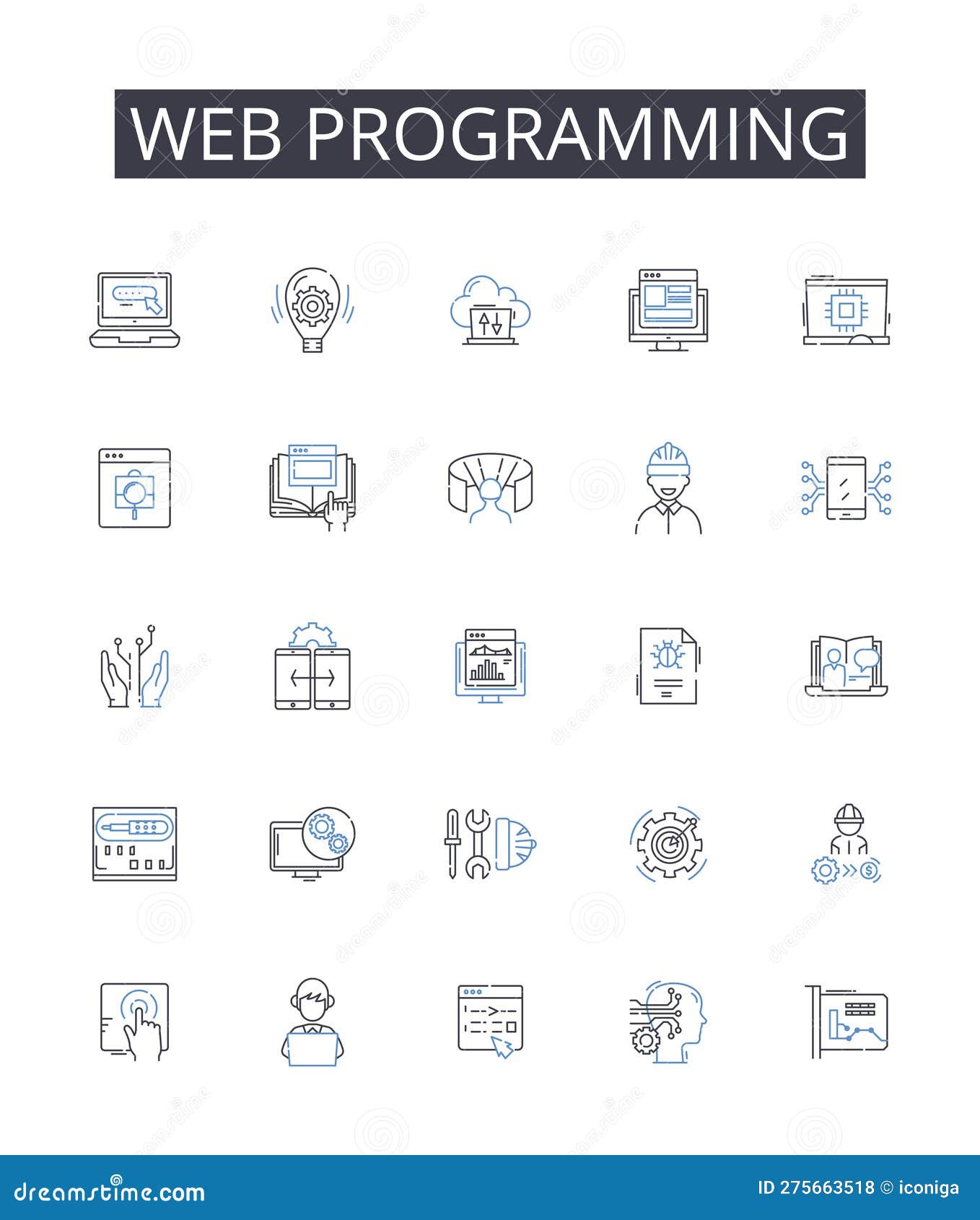 Web Programming Line Icons Collection Mobile Development Game Design
