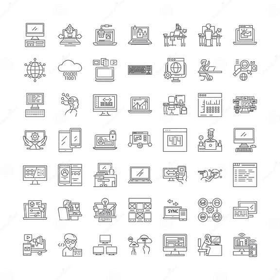 Web Programming Linear Icons, Signs, Symbols Vector Line Illustration ...