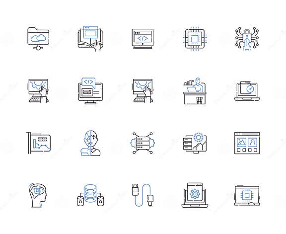 Web Programming Outline Icons Collection Web Programming Html Css Javascript Ajax Xml