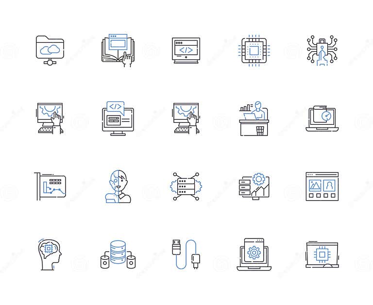 Web Programming Outline Icons Collection Web Programming Html Css Javascript Ajax Xml