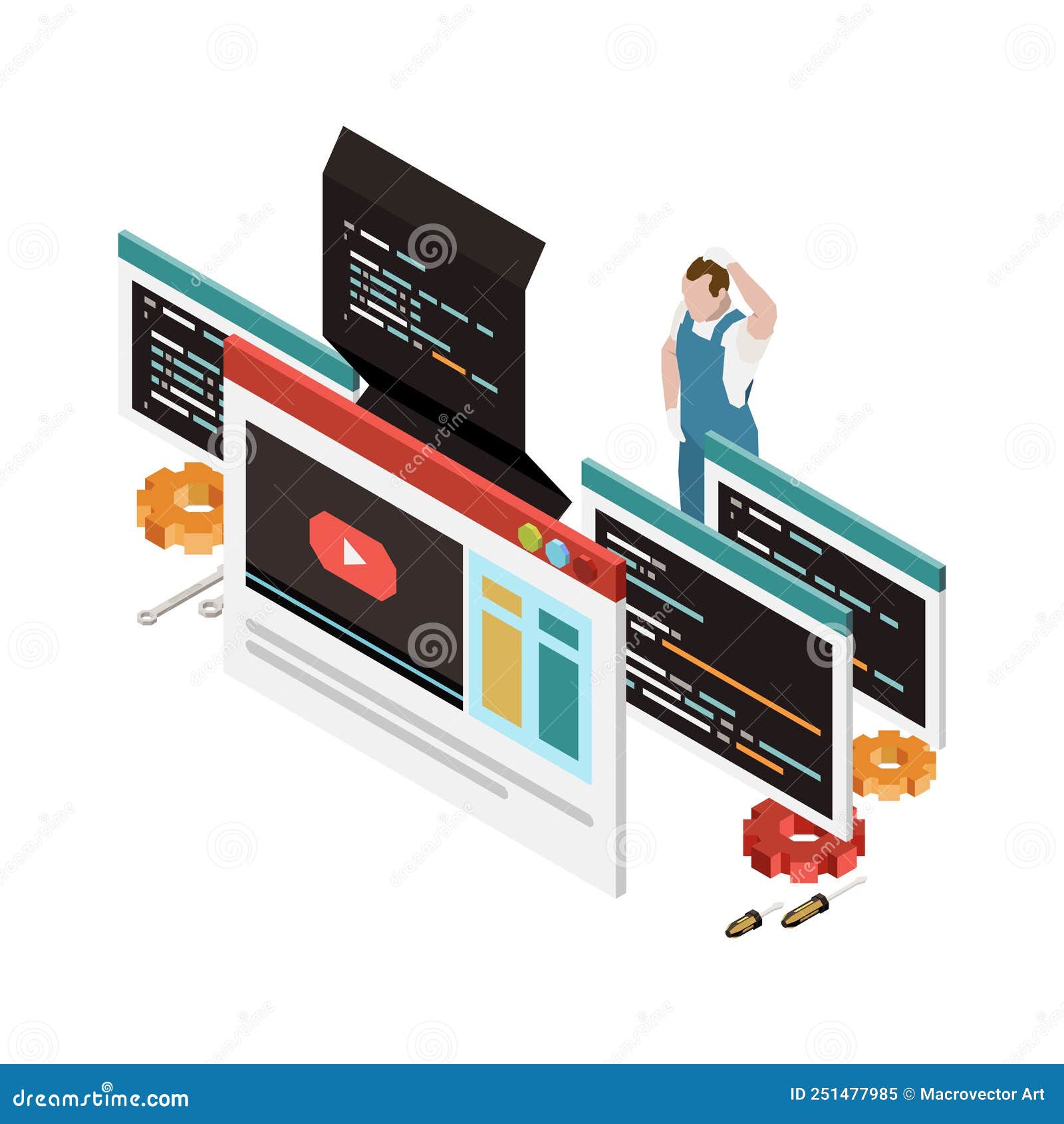 Web Programming Routine Composition Stock Vector - Illustration of ...