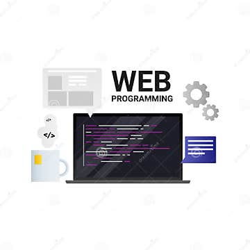 Web Programming Vector Illustration. Web Development, Coding. Stock Vector - Illustration of ...