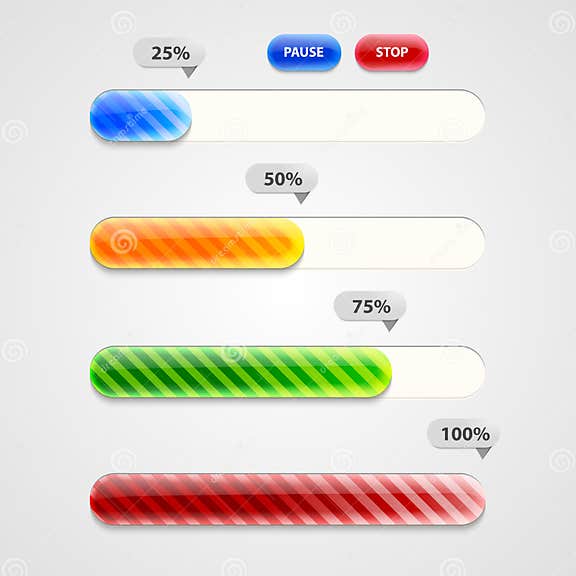 Web Progress Bar. Downloading. Set Stock Illustration - Illustration of ...