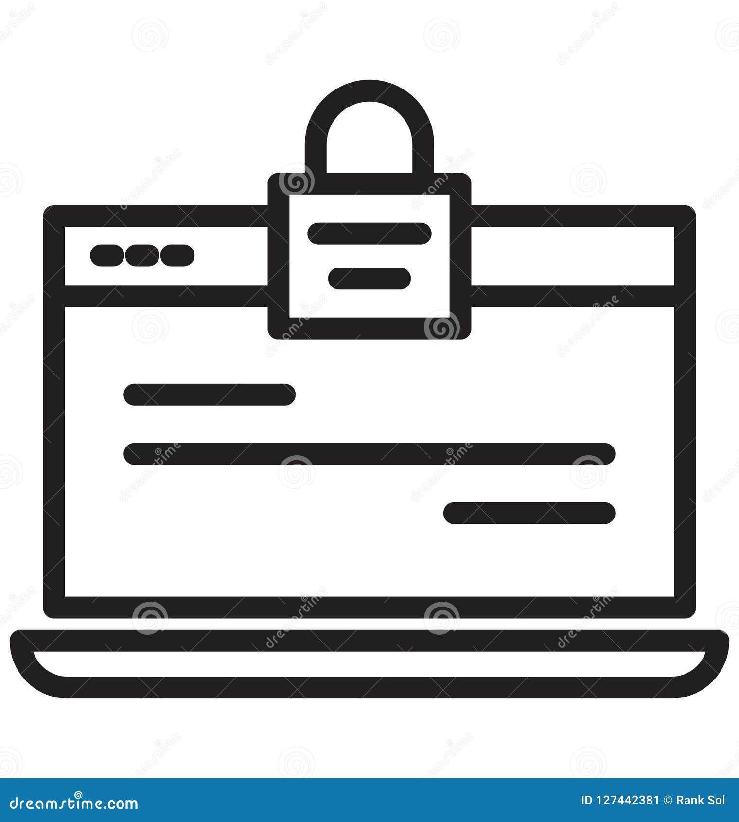 Web Protection, Lock Line Isolated Vector Icon Can Be Easily Modified ...