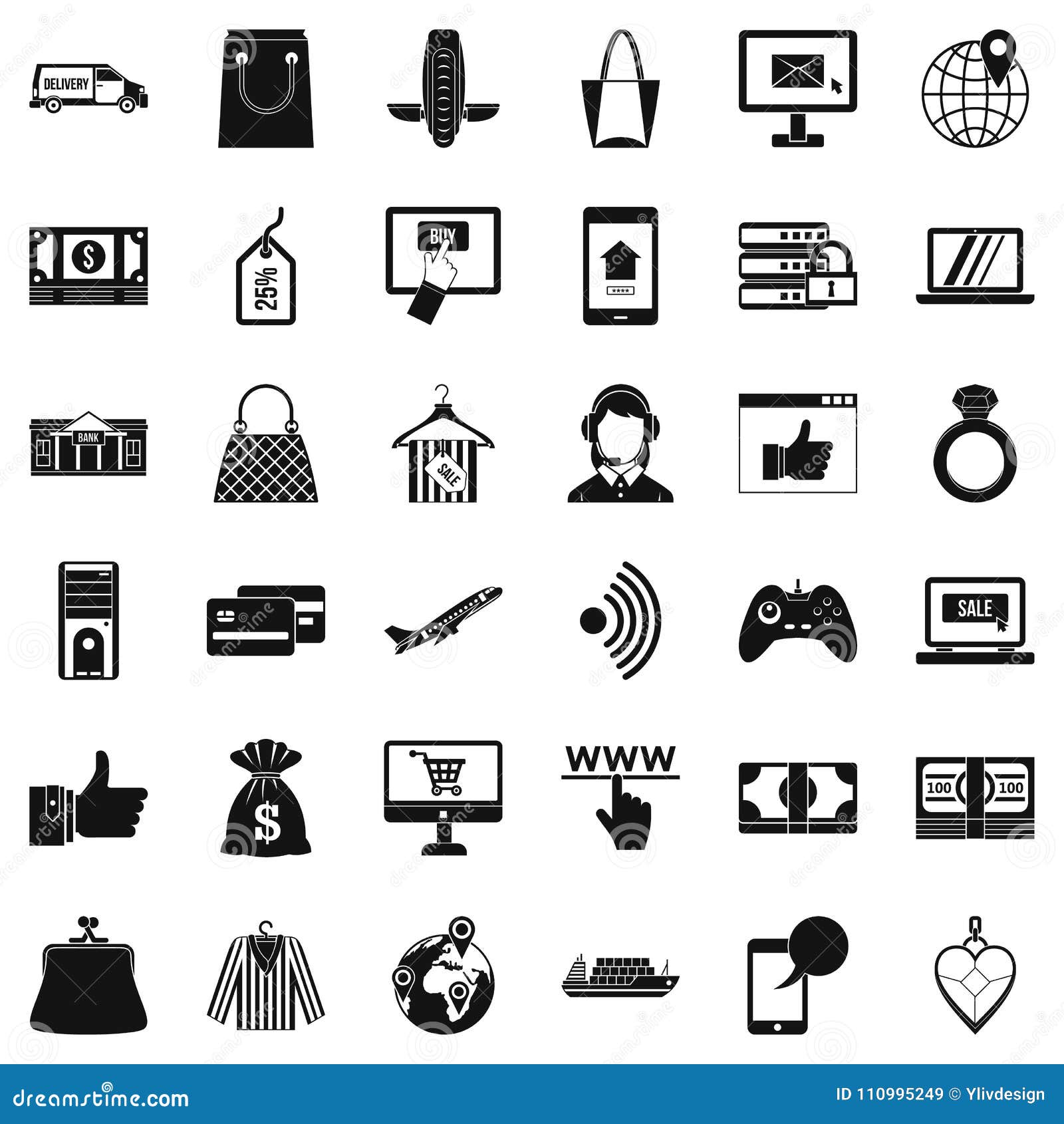 Web Purchase Icons Set, Simple Style Stock Vector - Illustration of ...